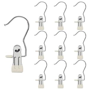 hangers clips,stainless hooks for closet hooks,laundry hanging hooks,travel portable clothes,boot tall towel hats socks pants and bras (10, rice-white)