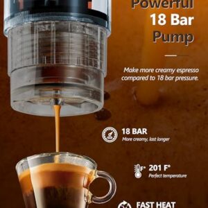 CONQUECO Portable Espresso Coffee Machine: 12V Electric Small Travel Expresso Maker - Self Heating 8 Cups Battery Powered Compatible for Nespresso Capsule - for Camping RV Hiking Office (w/Handbag)