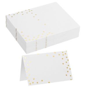 meccanixity 40pcs place cards, line border printable place name cards for table setting wedding dinner parties events reserved seating, white gold dots