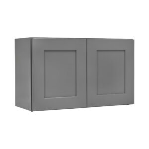 onestock gray shaker wall cabinet - ready to assemble, perfect for kitchen, laundry, garage or bathroom storage - 30" w x 15" h x 12" d