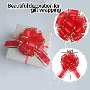 LHMTFCYY 8 Pieces Small Pull Bow Gift Wrapping Pull Bow Ribbon Pull Bows for Christmas Wedding Baskets Valentine's Day Bows 4 inch Bows for Gift Wrapping (red)