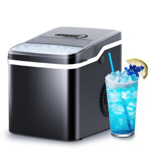 antarctic star ice maker countertop with auto-cleaning, 26lbs/24hrs, 9 cubes in 6 mins, one-click button, 2 sizes of bullet ice, energy saving ice machine, for kitchen, office, dorm, black