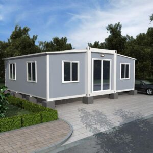 modern prefab expandable container house | foldable & portable home | steel frame double glass windows | kitchen & bathroom | 3 rooms | easy assembly