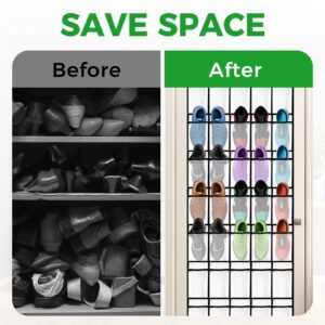 35 Pockets Over the Door Shoe Organizer, Shoe Rack for Front Door Entrance, Hanging Shoe Rack, Suitable for Balconies, Bathrooms, Wardrobes, Doors, and Other Locations (White)