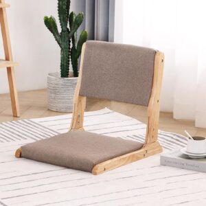 tatami chair accent furniture, foldable meditation floor chair, folding floor chairs seat, portable japanese legless chair, back rest chair with cushion, wood grey