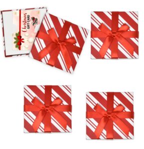 christmas card gift box holder with bows pack of 6 red & white candy cane stripe holiday gifts greeting cards present wrap square boxes cash money holders party favor decor for xmas party decorations