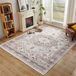 corbgrugrs bohemian area rug (ginger/beige, 8'x10') washable rug 8x10, kitchen rugs non slip washable for bedroom living room dining room