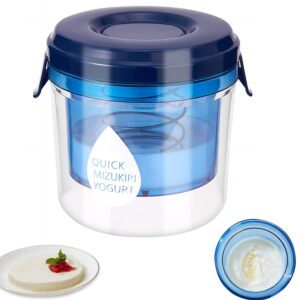 generic greek yogurt strainer with lid.yogurt filter with ultra fine mesh,to makes small batches(450g) of thick creamy greek or coconut yogurt, 5.12*5.12*5.12inch, clear and bule