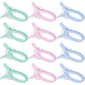 yousoontic 12 pcs sew jumbo quilting clamps beach towel clips blanket clothes pin plastic quilt clamps extra large clips for sewing crafting fabric clothes cruise vacation, 3 colors