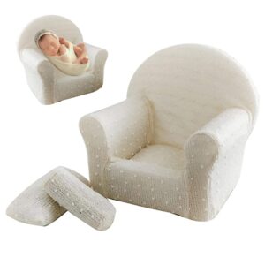 zhoubingbing baby sofa cuddly sherpa toddler armchair couch kids mini sofa with 2 chair armrests infant photography prop white for 1-2 month