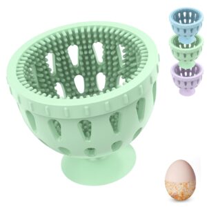 kithelp egg brush cleaner, silicone egg cleaner for fresh eggs, soft egg washer rotary egg washer reusable and easy to clean egg washing brush for egg duck egg goose egg (green)