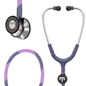 fricare purple stethoscope - stethoscopes graduation gift for nursing students - dual-sided fashion accessory estetoscopio, microbeats harmony with 12 constellation tags, match with uniform, 31.5 inch