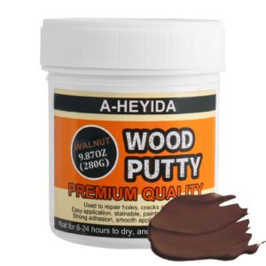 wood filler - walnut wood filler putty, paintable stainable wood repair putty for repair wood cracks & holes on wooden furniture, hardwood floor, door, cabinet - wood scratch repair kit (9.87 ounce)