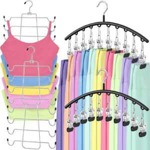 tomcare 2 pack tank top hanger and 2 pack leggings organizers space saving sport bras organizer metal yoga pants hangers with 20 clips hanging closet organizers and storage for hat camisoles shorts