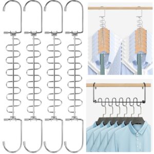 mcpinky 4pcs metal space saving hangers, cascading space saving hanger stainless steel hanger for travel closet clothing storage