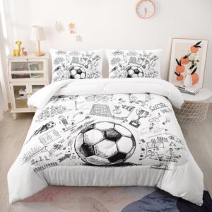 nttopship soccer bedding comforter set queen size for kids teens and adults football printed quilt set for bedroom soft microfiber all season print quilt set with 1 comforter and 2 pillowcases