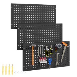 yitahome garage metal pegboard panels 3pcs, pegboard storage system for wall utility tools, workbench, shop, shed modular peg board organizer board kit, black