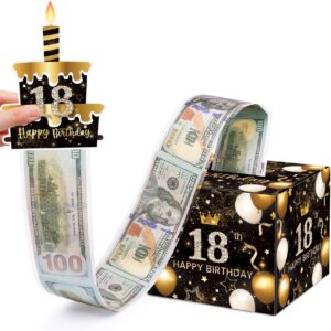 meiidoshine 18th birthday money box for cash gift, surprise pull out money gift box with 100pcs transparent bags - fun ways to give cash as a 18th birthday gift for girls boys