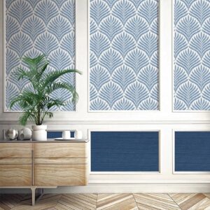 cohoo home blue white wallpaper peel and stick wallpaper boho contact paper for cabinet modern wallpaper self-adhesive wallpaper leaf leaves geometric wallpaper bathroom bedroom waterproof 17.3“×393”