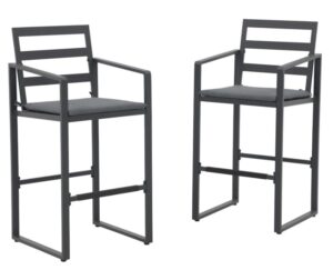 jardina outdoor bar stools set of 2, 31" bar height bar chairs with high back, cushion, armrests, and footrests, aluminum frame patio bar stools for backyard, lawn, pool(dark grey)