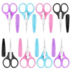 yolev 8pcs mini craft scissors set stainless steel scissors with protective cover straight tip sewing small scissors for adults special needs, paper cutting sewing work art craft