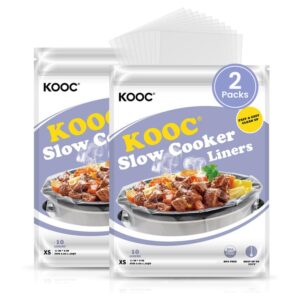 kooc slow cooker liners 8"x11" 20 count mini size disposable pot liners cooking bags fit 0.65 qt to 1.25 qt pot bpa free fresh locking seal design