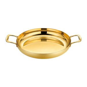 gfhvdc paella pan gold stainless steel skillet pan large skillet,griddle,large saute pan with lid,jumbo cooker,induction pan,dishwasher and oven safe for home cooking,gold,36cm