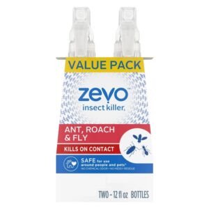 zevo multi insect killer spray, ant, roach & fly bug spray, twin pack