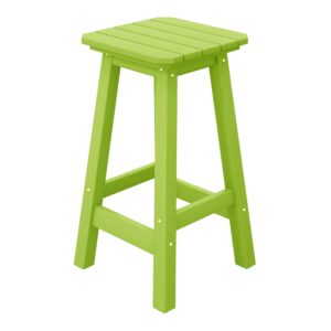 costaelm 24" height outdoor bar stools, all-weather bar stools, adirondack poly patio square bar stool for patio, deck, kitchen counter and garden, lime