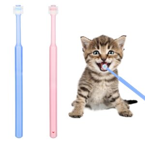 2 pack small dog toothbrush,360 degree silicone cat toothbrush pet dental care dog oral hygiene deep clean pet teeth cleaning kit soft bristles friendly to gums, easy to handle, fresh breath - medium