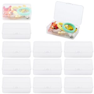 battipaw 12pcs hair tie organizer, transparent mini storage box, rectangle clear plastic storage container, portable small items holder with lid for home, offices, business trips, travels (12pcs)