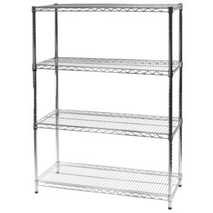 shelving inc. 21" d x 42" w x 72" h chrome wire shelving with 4 tier shelves, weight capacity 800lbs per shelf