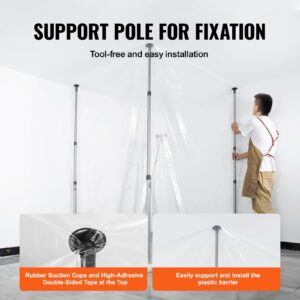 VEVOR Dust Barrier Poles, 10 Ft Barrier Poles, Dust Barrier System with 4 Telescoping Poles, Carry Bag and 32.8x13.12 Ft Plastic Film, for Interior Decoration, Painting