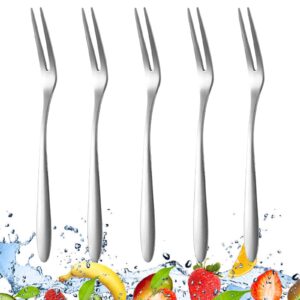 5 pcs escargot forks, stainless steel crab forks, small fruit fork, mini dessert forks for appetizer cake cocktail salad, asanta metal small tasting pastry forks for party travel, mirror polished