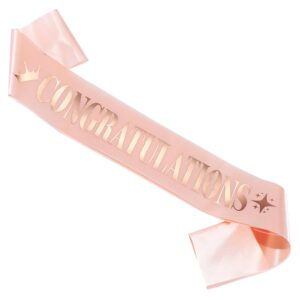 congratulations sash for girl women,rose gold satin gold foil glitter sash,birthday,wedding, retirement,graduation,job,promotion celebration,award ceremony,baby shower party sign decorations gifts