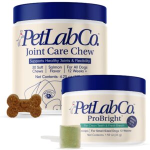 petlab co. – breath & joint bundle: dental powder for an effortless clean in 1 scoop for small dogs & joint care chews for dogs supporting mobility & occasional joint stiffness