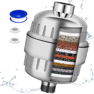 shower filter, 20 stage shower head filter for hard water, water softener, mayyaya shower water filter to remove chlorine, fluoride and other impurities, improves skin condition, protects hair