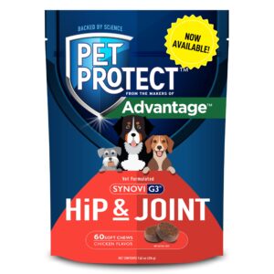 pet protect from the makers of advantage vet-formulated hip & joint supplement for dogs | 60 chews