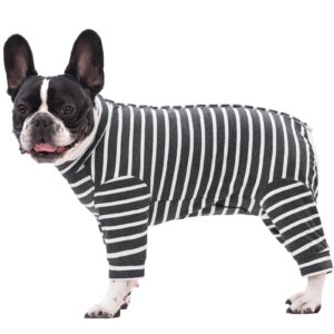 paipeper dog surgery recovery suit for female male puppy,dog bodysuit long sleeve prevent shedding and licking wound,dog pajamas,e-collar cone alternative(black white stripe-2xl)