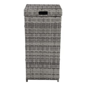 maotifeys 24 gallon rattan trash can outdoor wicker trash bin with lid, rattan outdoor corner wastebasket garbage can w/sturdy metal frame for backyard, poolside, patio and kitchen use