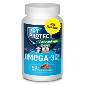 pet protect from the makers of advantage omega 3 supplement for small dogs & cats | 60 capsules