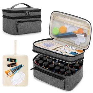 bafaso acrylic paint organizer bag hold 28 bottles (2 oz), acrylic paint storage case with tools storage section (no accessories included), gray