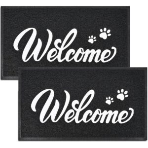 t.henv welcome mat outdoor, 2 pack 32x20 waterproof all-season front door mat outside entrance, all-weather quick drying, low profile doormat indoor, patio porch entryway mat, black-white