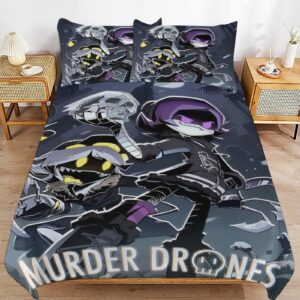 pankooclub murder drones three piece bedding soft cute bed suit with 1 duvet cover and 2 pillowcases 86""x70"", style-4