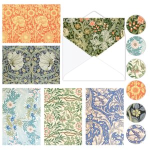 kavoc 36pack william morris greeting cards with envelopes stickers vintage floral patterned blank note cards for bridal shower wedding birthday party thank you supplies