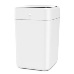 4.5 gallon smart automatic trash can with 7 garbage bags replenishment ring, self sealing and self changing, type-c charging port, built-in charging battery for kitchen, bathroom, room and more, white