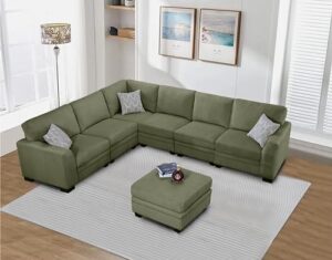 legend vansen 7pcs corduroy flexible combination sofa sectional, olive