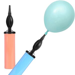 blue & red manual balloon pump 2 pack, two-way handheld air pump for kids’ party balloons supplies, balloon inflator by hand, manual pump for children's balloons (blue & red - 2pack macaron)