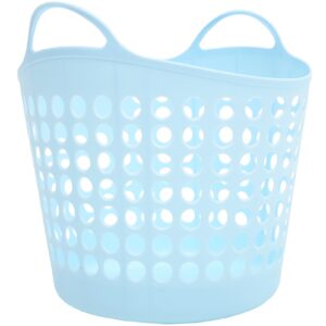 flexible laundry basket - plastic hamper with carry handle dirty clothes basket grocery basket large storage hamper for bathroom laundry room 30l