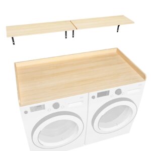 securaiser washer dryer countertop with shelves, wood washer and dryer countertop, 26.8" x 53.9" laundry countertop, burlywood